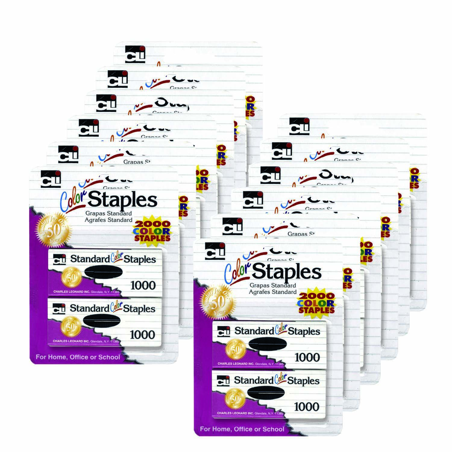 Charles Leonard Standard Color Staples, Assorted Colors, 2000 Per Pack ...