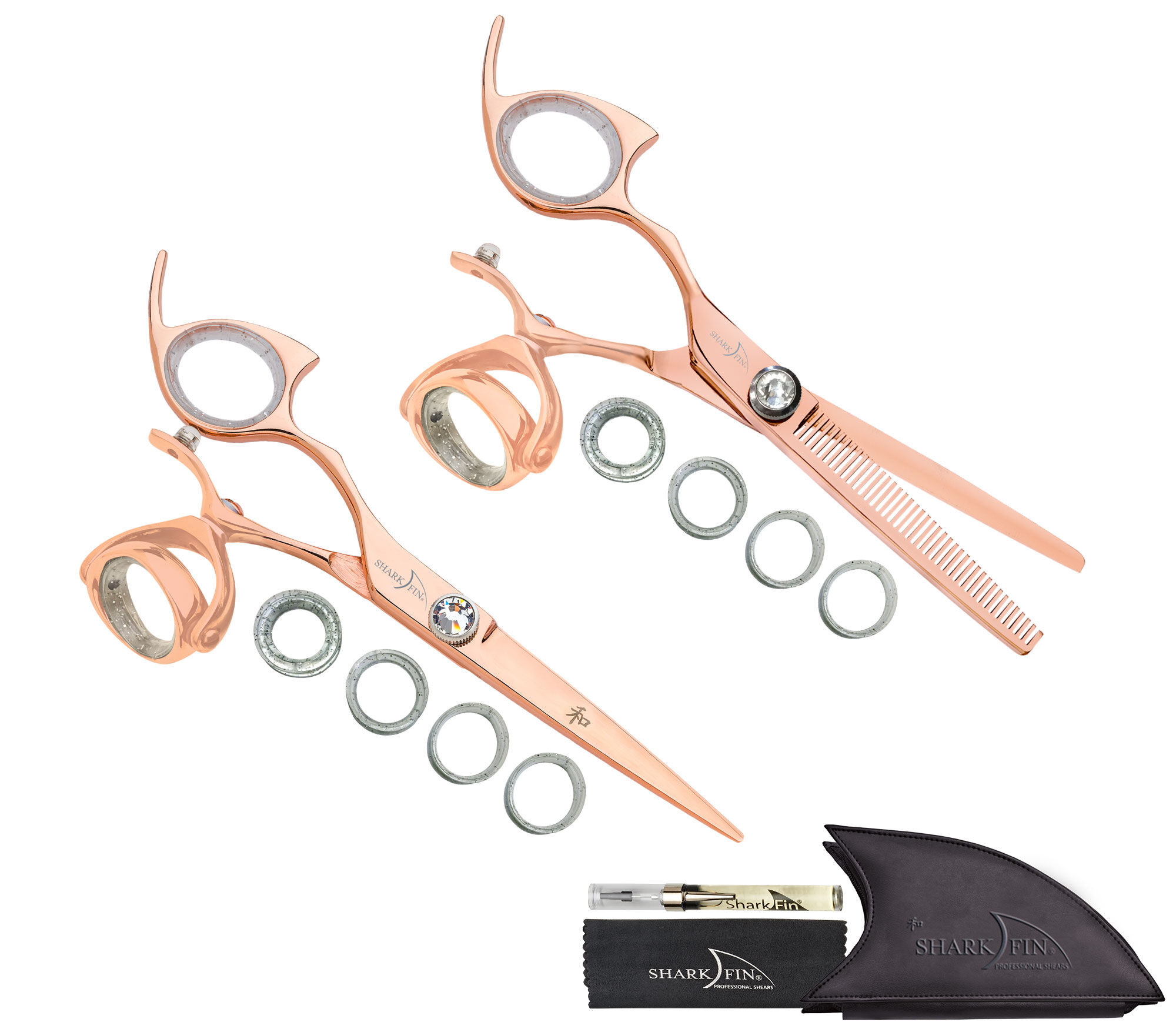 Shark Fin Shears Left Hand 40 Tooth Super Swivel Rose Gold Blender ...