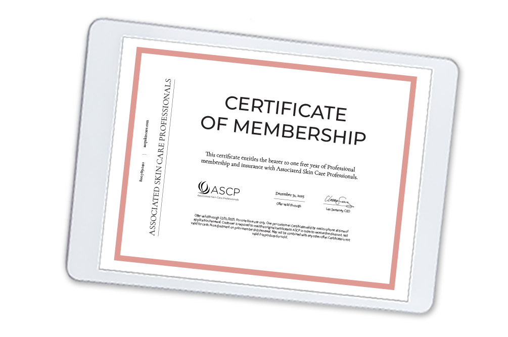 Associated Skin Care Professionals ASCP Membership with Liability Insurance