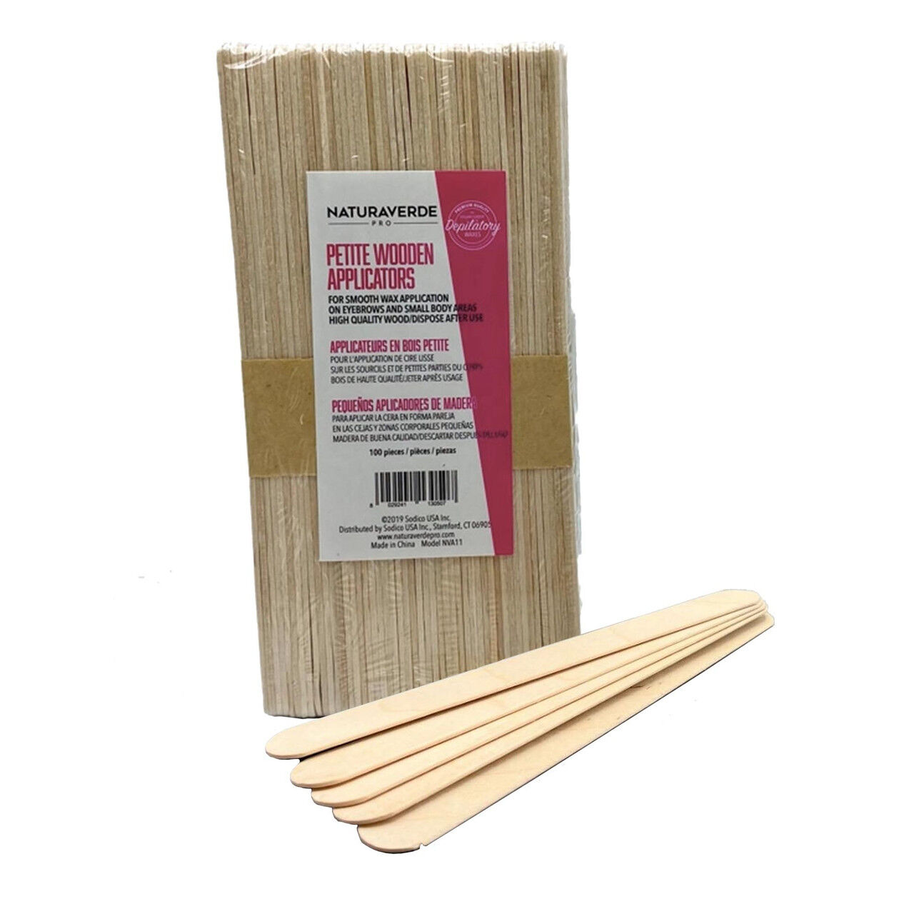 NaturaverdePro Petite Wooden Applicators, 100 pcs