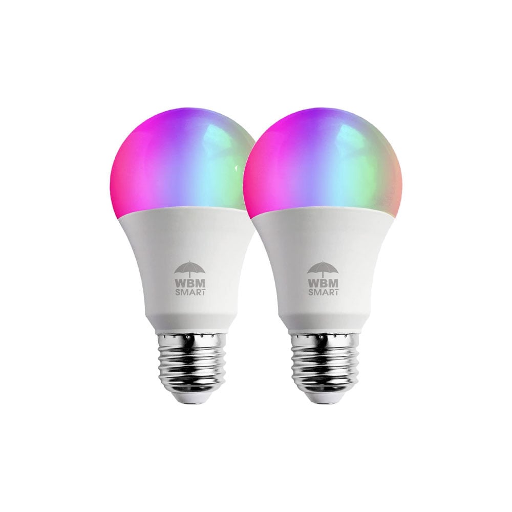 WBM SMART Color Changing LED Light Bulb, RGB Lights & Dimmable, 2 Counts