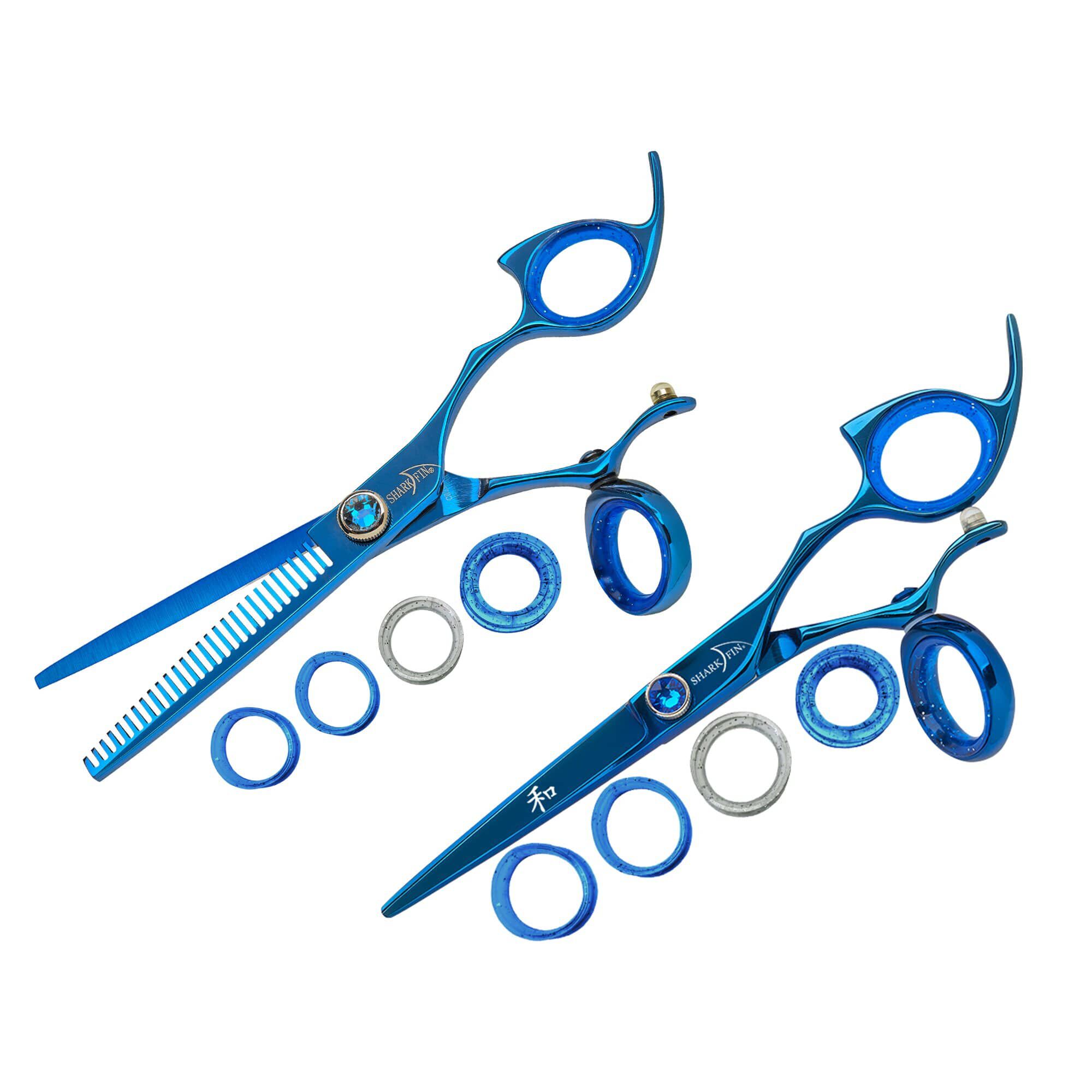Shark Fin Shears Right Hand 30 Tooth Thinner Blue + Cutting Shear Set
