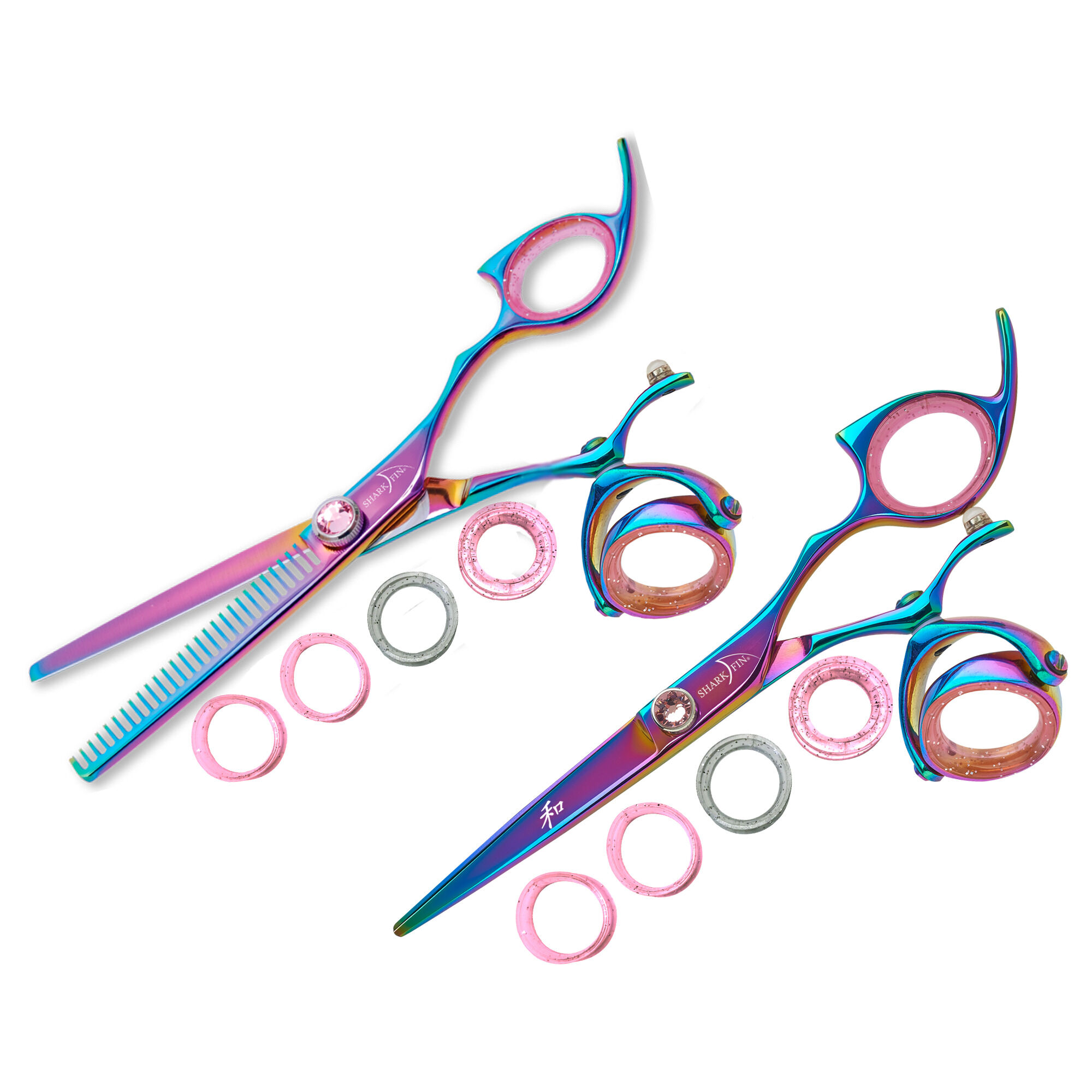 Shark Fin Shears Right Hand 28 Tooth Thinner Super Swivel Rainbow ...