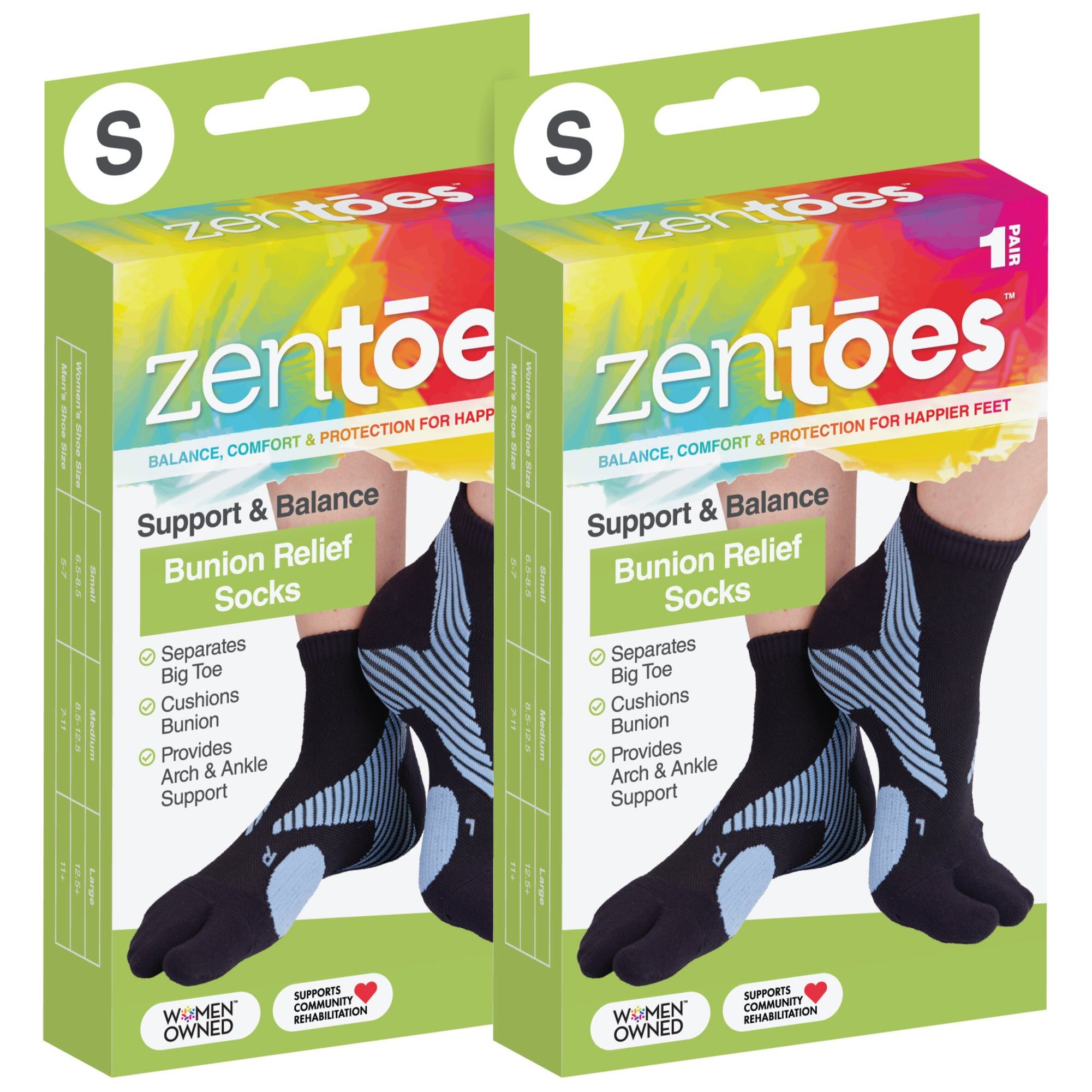 ZenToes Split Toe Bunion Socks with Built-in Padding - 1 Pair