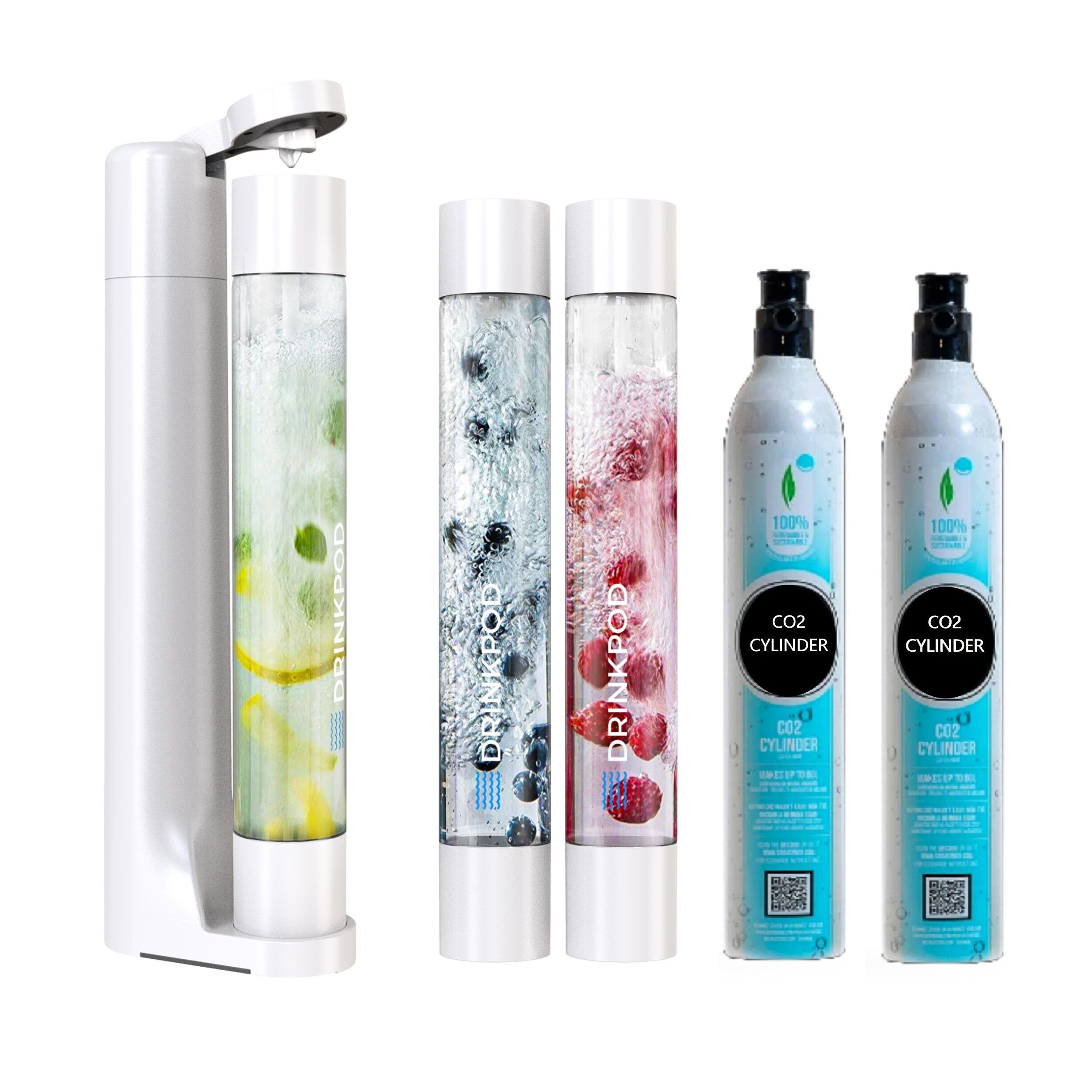 Drinkpod FIZZpod Soda Maker With Two CO2 Cylinders Carbonates Any ...