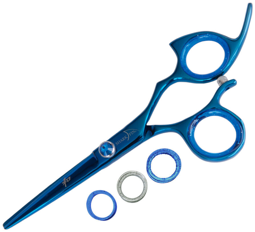 Shark Fin Shears Right Hand Pro Plus Non-Swivel Blue Titanium Cutting Shear