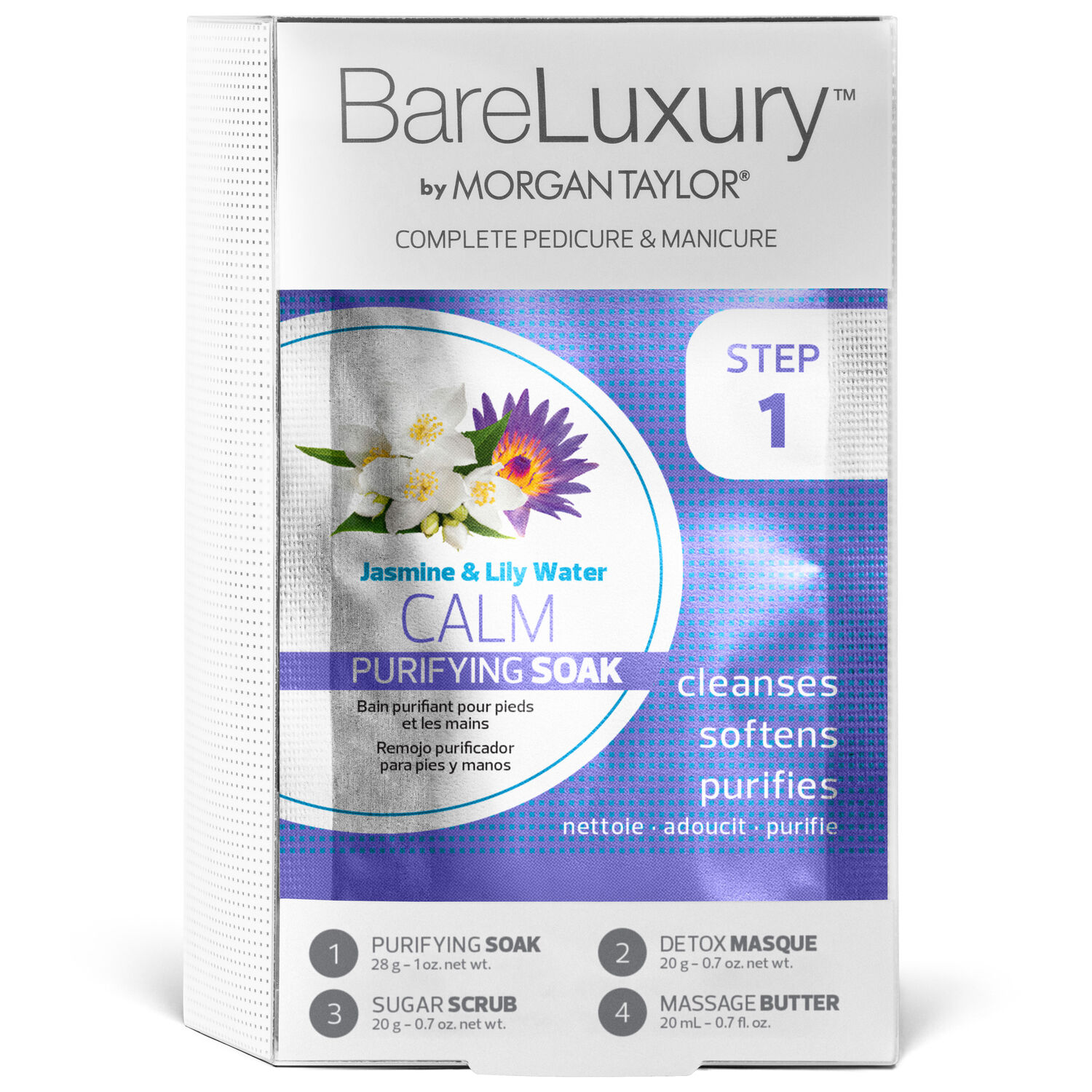 Morgan Taylor BareLuxury Calm Purifying Soak, Jasmine Lily Water 4PK