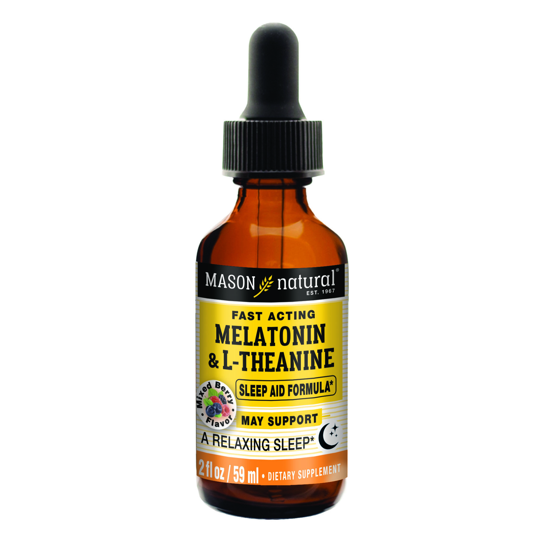 Mason Natural Fast Acting Melatonin with L-Theanine Liquid Drops