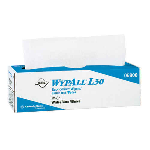 WypAll L30 Wipers, POP-UP Box, 9 4/5 x 16 2/5, 100/Box, 8 Boxes/Case